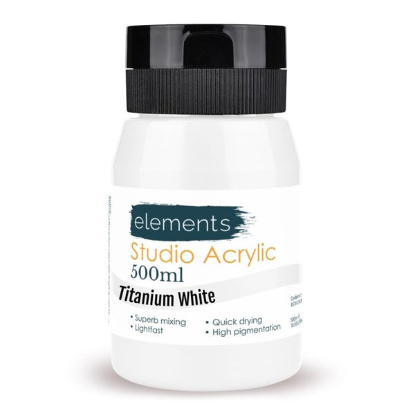 Elements 500ml Studio Acrylic Titanium White – Hopkins Of Wicklow